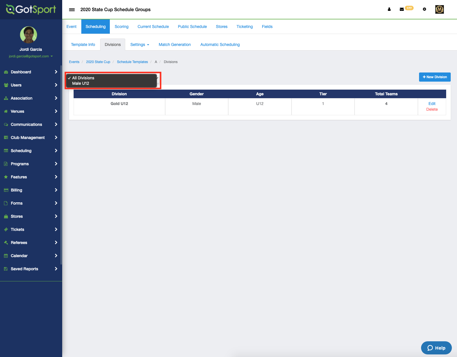 How to set up Divisions for your League or Tournament